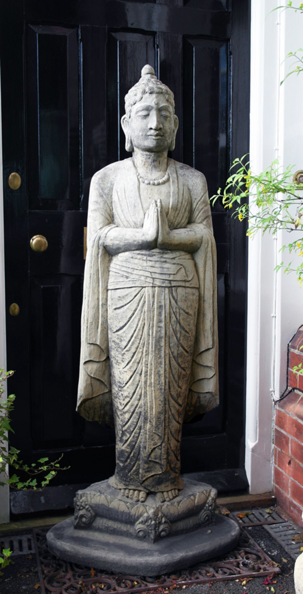 Barrel & Garden :: Tranquil Buddha Stone Statue - Medium Antique Grey